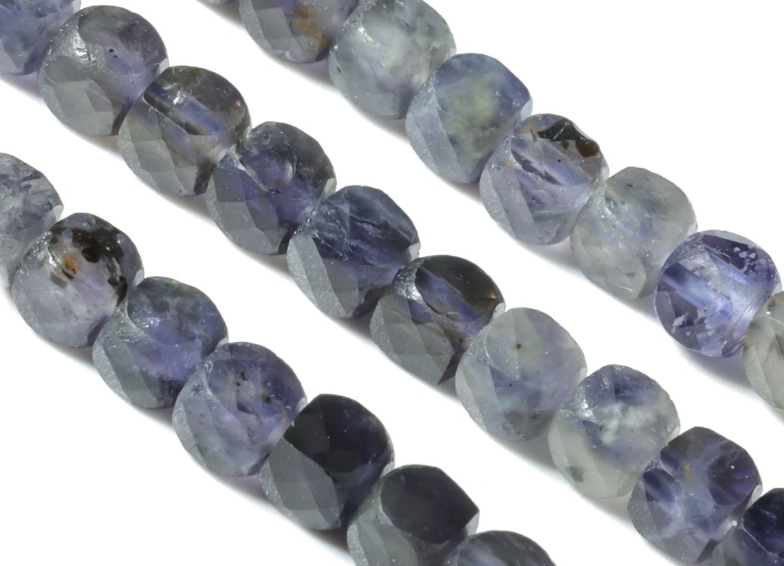 Lolite Stone Cube Beads 4mm 15.5 inch Faceted Cube | Etsy