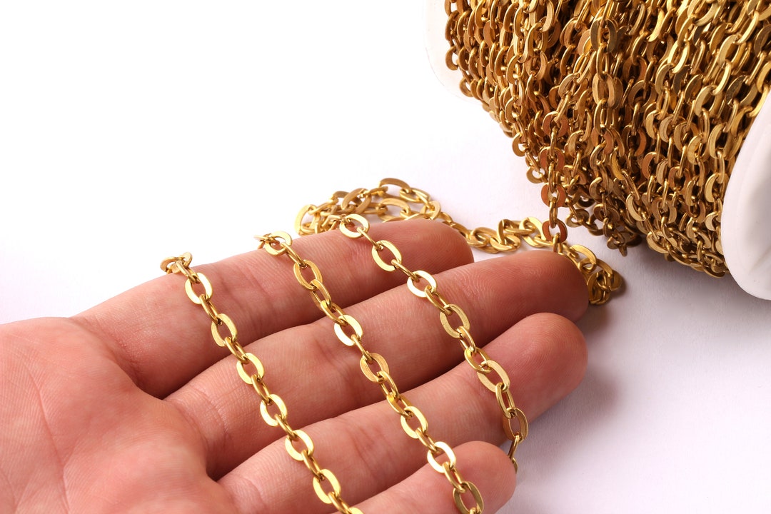 Flat Cable Chain - Raw Brass Chain - Unsoldered Link - Faceted Raw ...