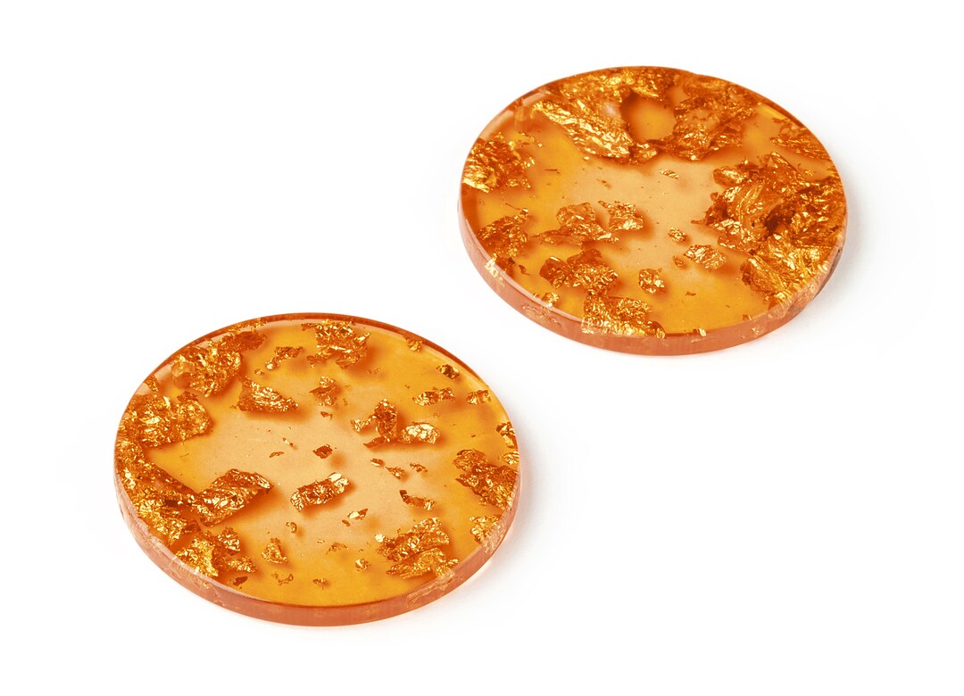 Acrylic Round Charms - Gold Color Flake Earrings - Round Earrings and ...