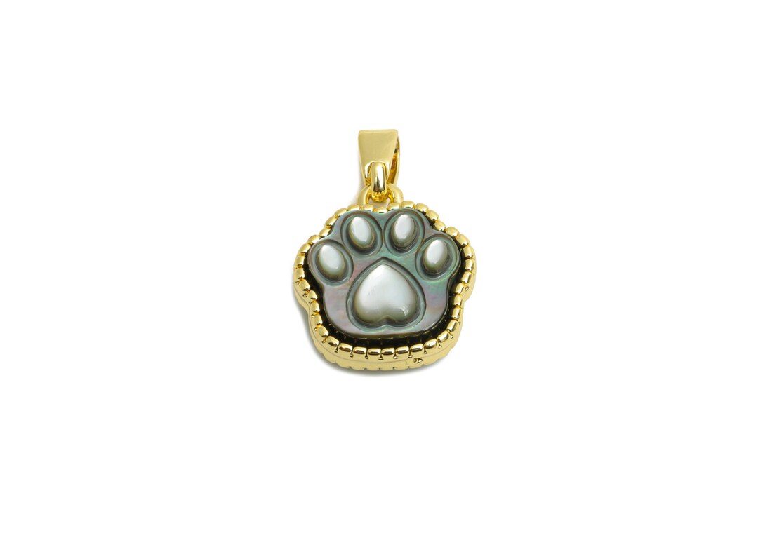 Brass Paw Shell Pendant - Brass Abalone Shell Paw Pendant - Cute Pearl ...