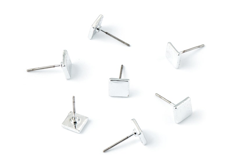 Square Earring Stud Zinc Alloy Stud Silver Tone Plated - Etsy