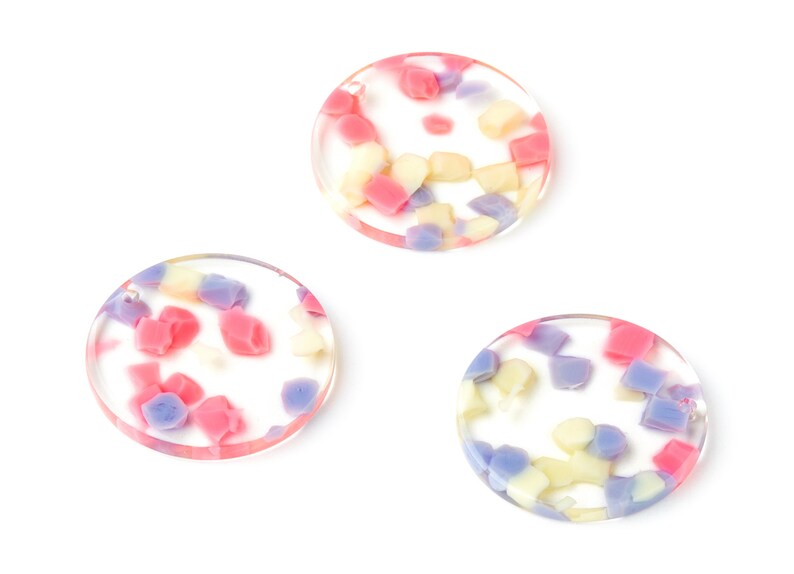 Acetate Round Earring Charms - Acrylic Circle Pendant - Earring ...