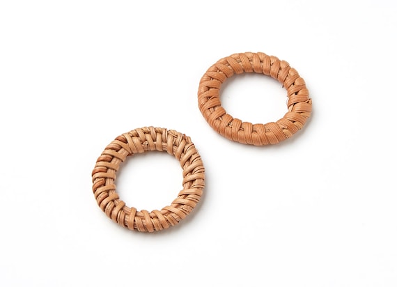 Handwoven Rattan Earrings Round Shaped Rattan Pendant - Etsy