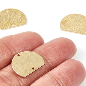 Brass Half Round Charms - Half Round Textured Raw Brass Connector With ...