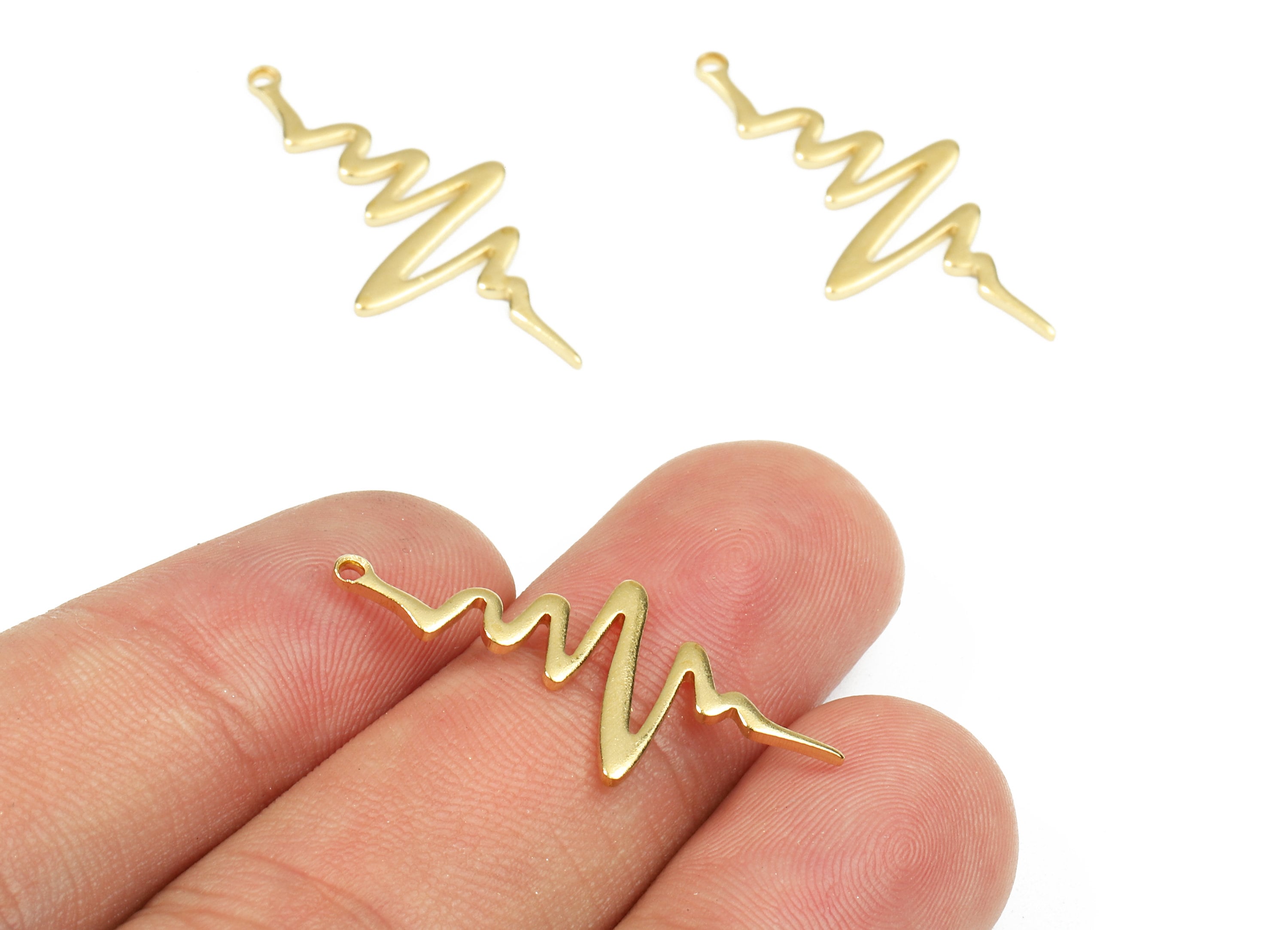 Brass Electrocardiogram Charms - Raw Brass Electrocardiogram Earrings ...