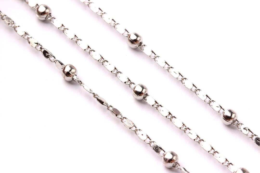 Ball Satellite Bar Chain Brass Chain Silver Plated - Etsy