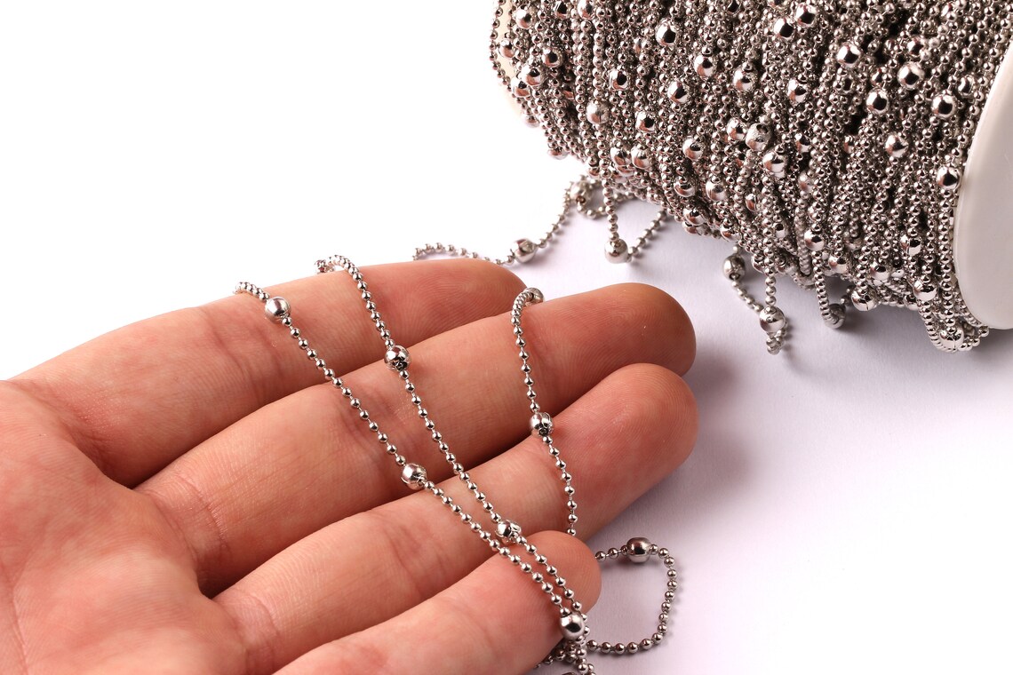 Ball Satellite Ball Chain Brass Chain Silver Plated - Etsy