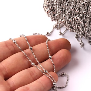 Ball Satellite Ball Chain - Brass Chain- Silver Plated - 0.06" - for ...