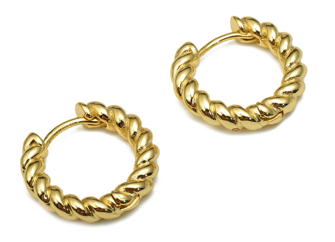 Brass Twisted Round Earring Clasp - Gold Circle Hoop Earring - Twisted ...