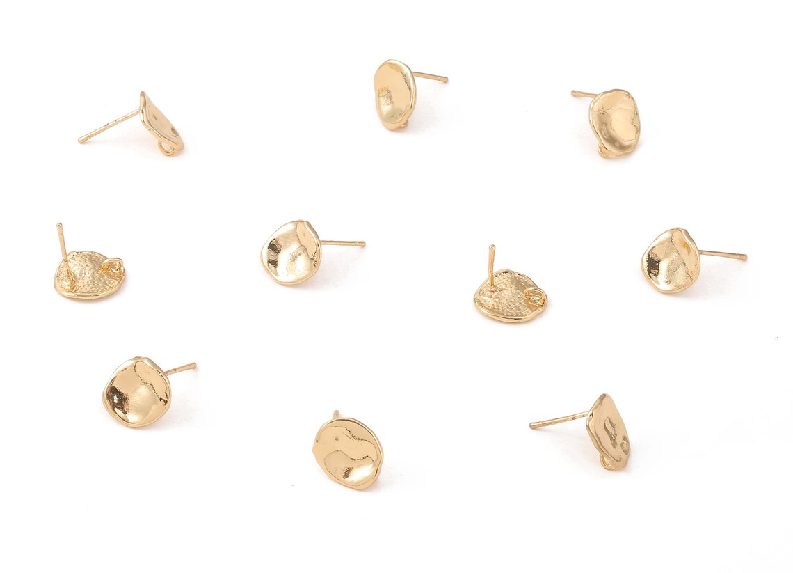 Brass Round Earing Post - Brass Round Earring Stud - 18K Real Gold ...