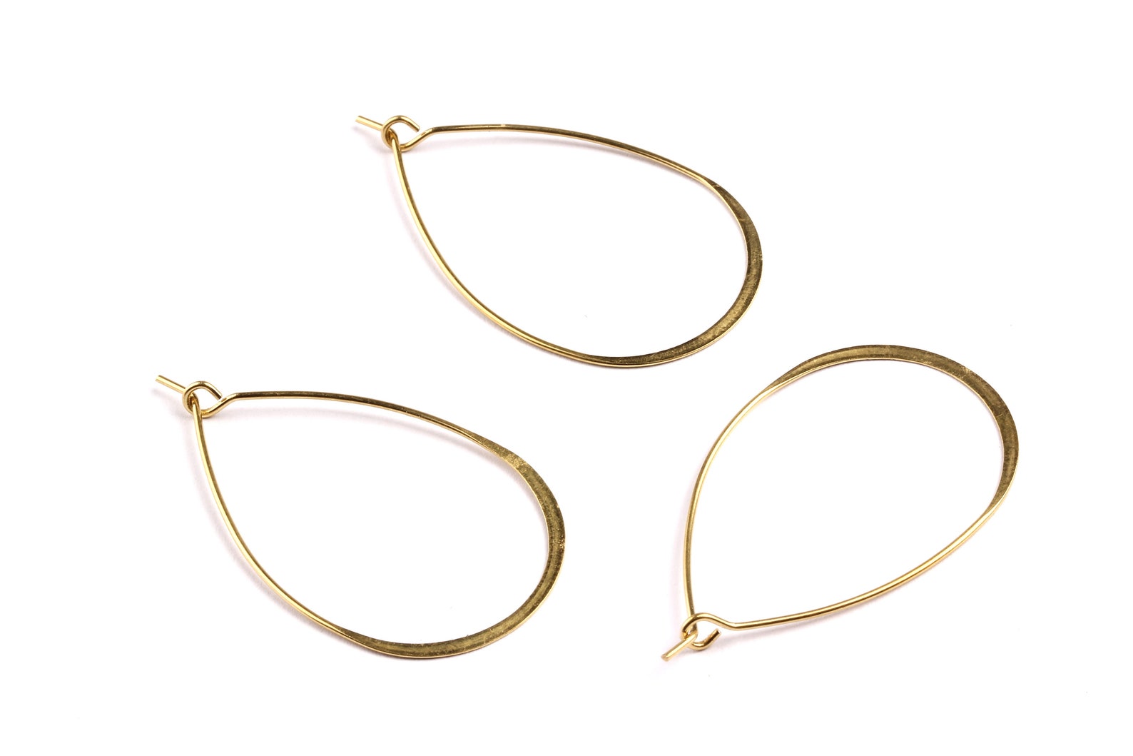 Brass Earring Wire Raw Brass Drop Shaped Ear Wire Earring - Etsy