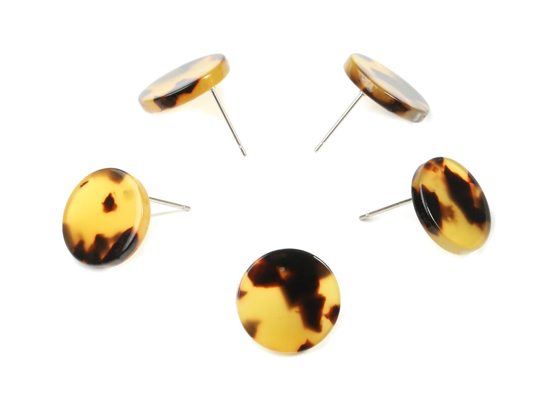 Acetate Mini Round Earring Stud - Circle Earring Post - Tortoise Shell ...