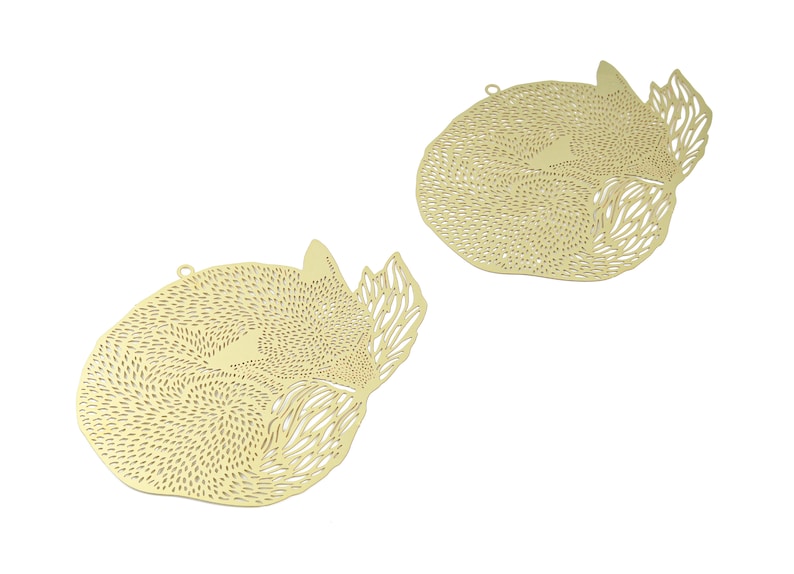 Brass Fox Earring Charms Raw Brass Fox Pendant Earring - Etsy