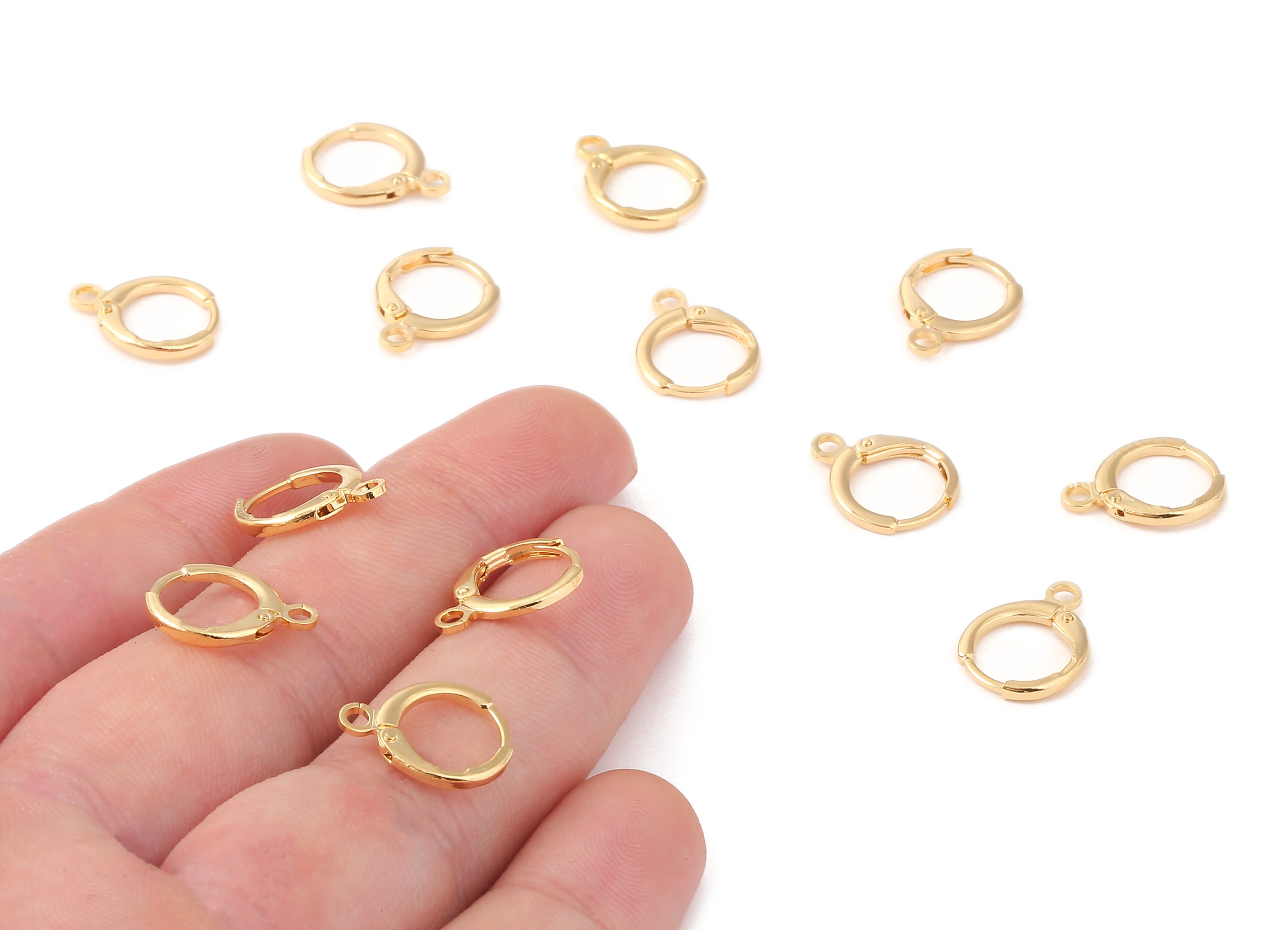 Brass Leverback Earring Clasp - Brass Round Earring Post - 18K Real ...
