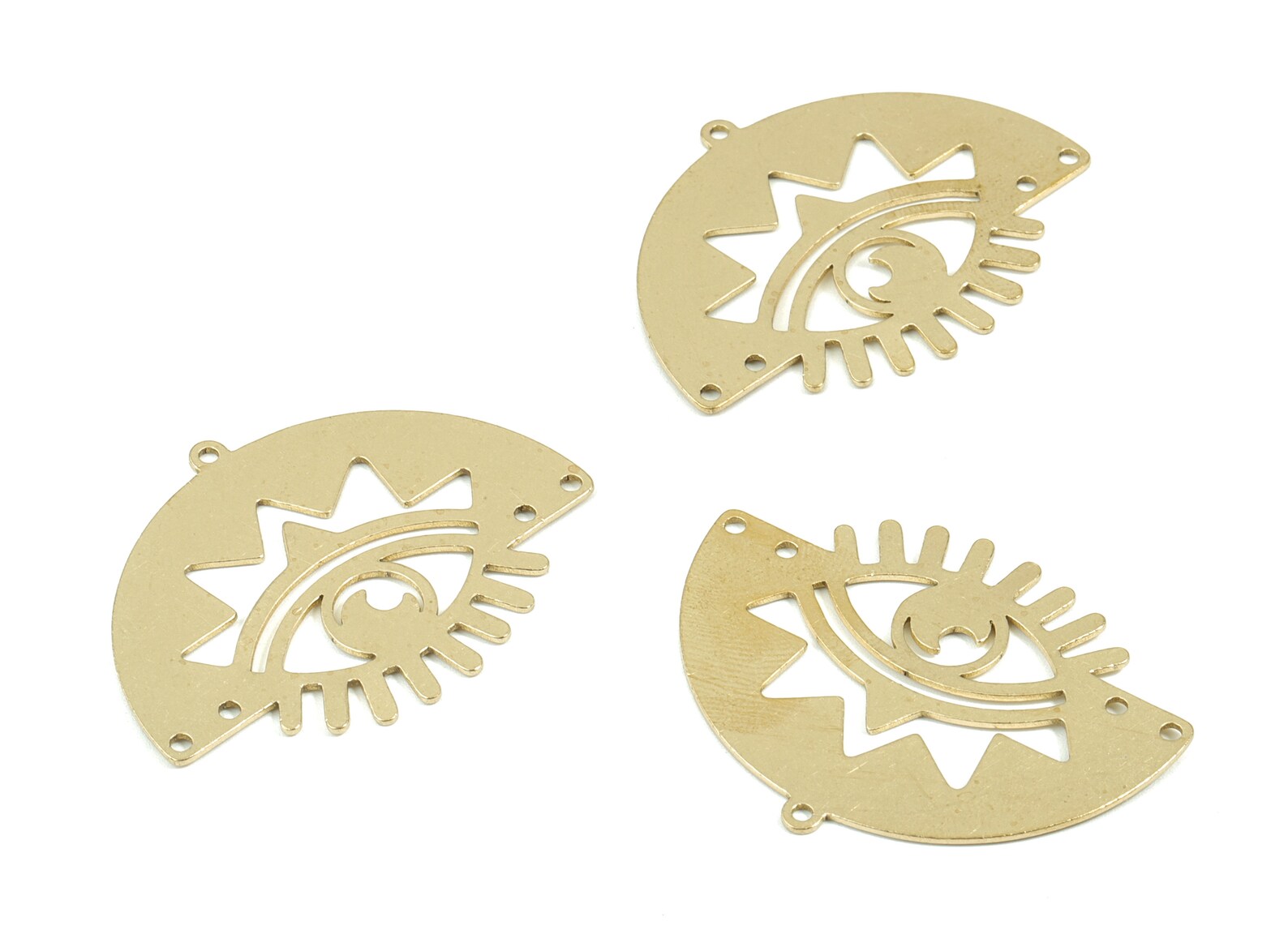 Brass Half Moon Eye Connector - Raw Brass Crown Crescent Earring - 5 ...
