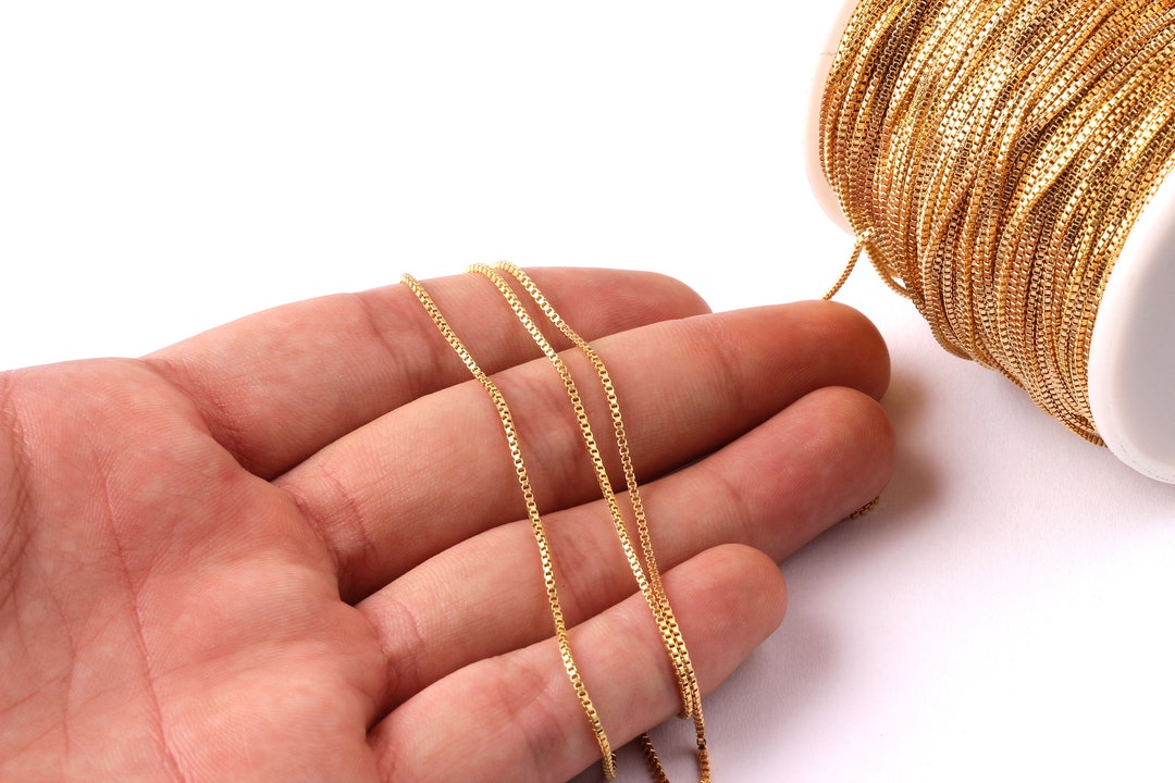 Cube Box Chain - Link Square Chain - Raw Brass Chain - Tiny Cube Box ...