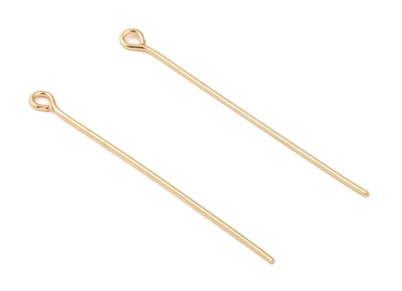 Brass Bead Pin Raw Brass Eye Pins 18K Real Gold Plated | Etsy