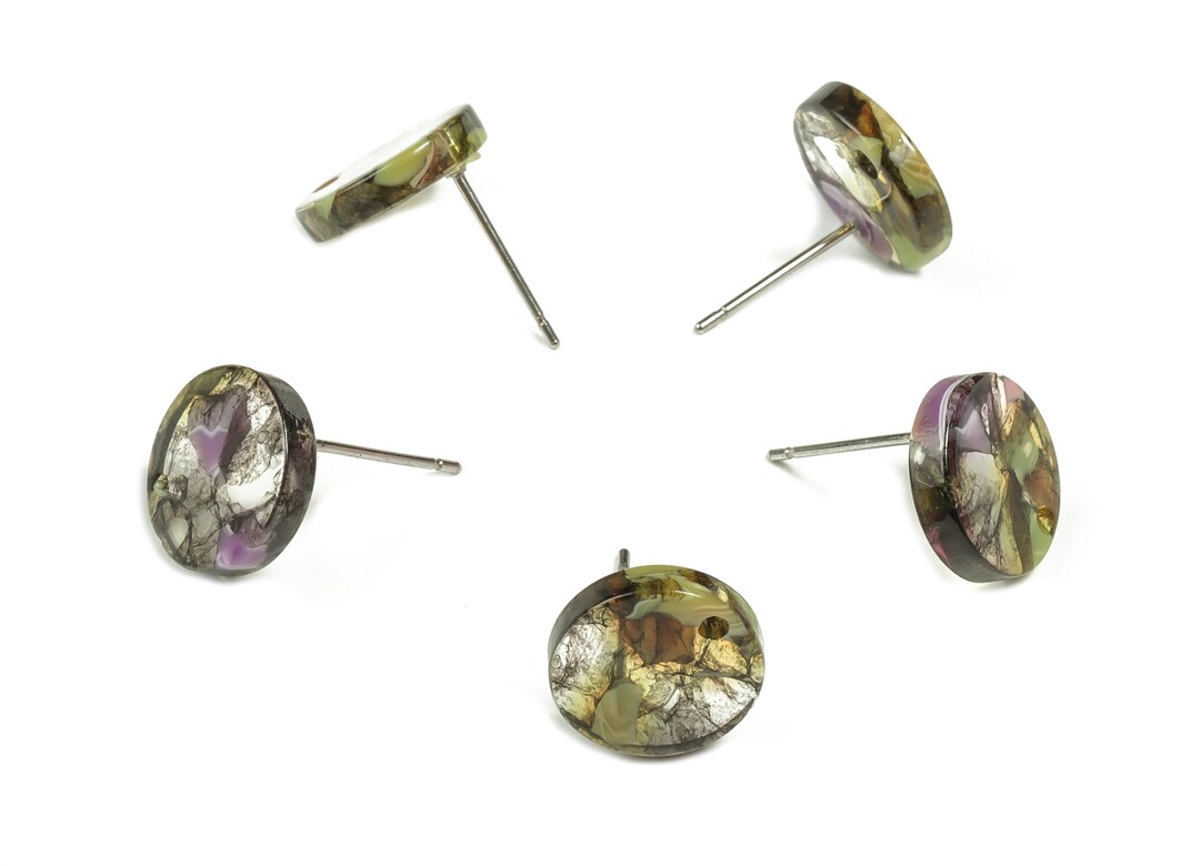 Acetate Round Earring Stud - Round Earring Post and Stud - Earring ...