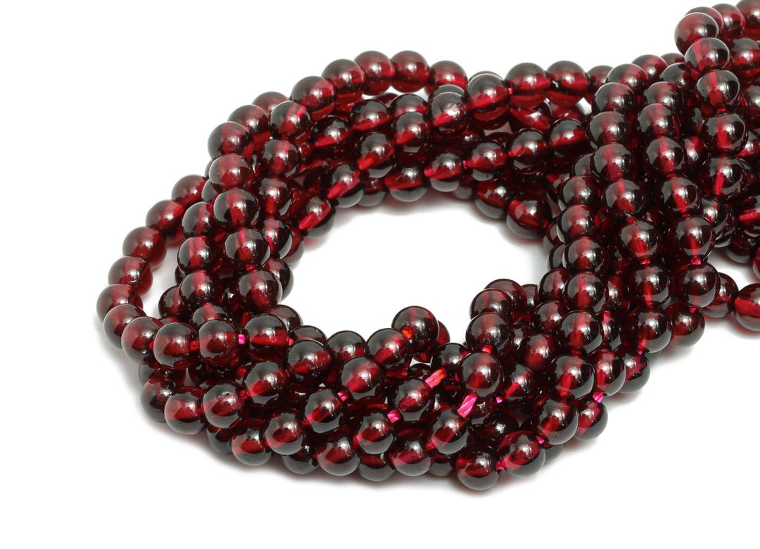 4mm Garnet Natural Stone - Smooth Round Garnet 15.5 Inch /strand - High ...