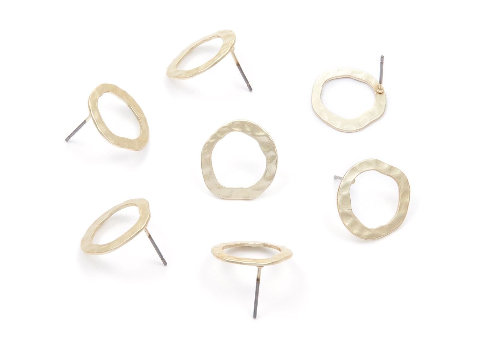 Iron Earring Stud - Gold Tone Plated - Circle Shaped Earring Post ...