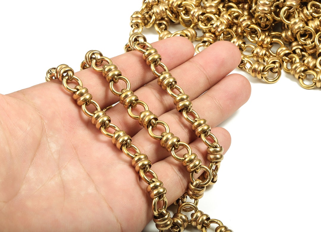 Brass Textured Round Cable Chain - Round Link Rolo Chain - Openlink ...