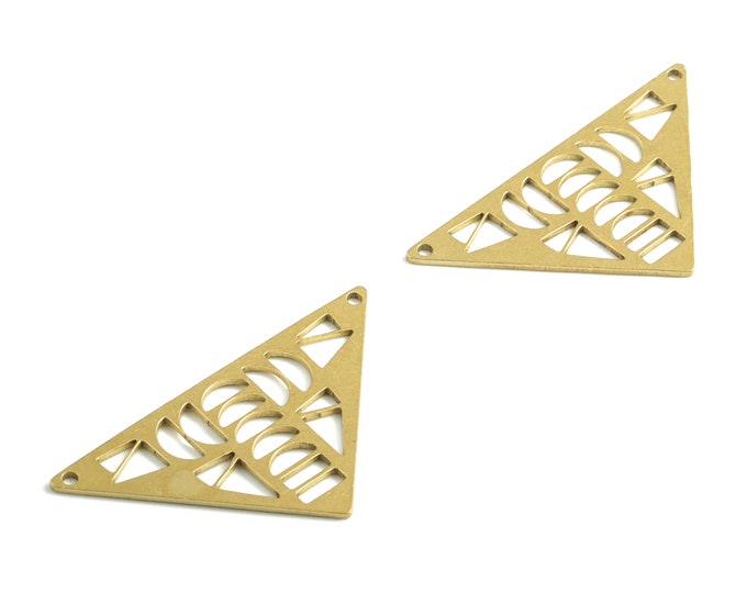 6pcs Raw Brass Triangle Crescent Moon Spike Charm, Brass Bar Charm ...