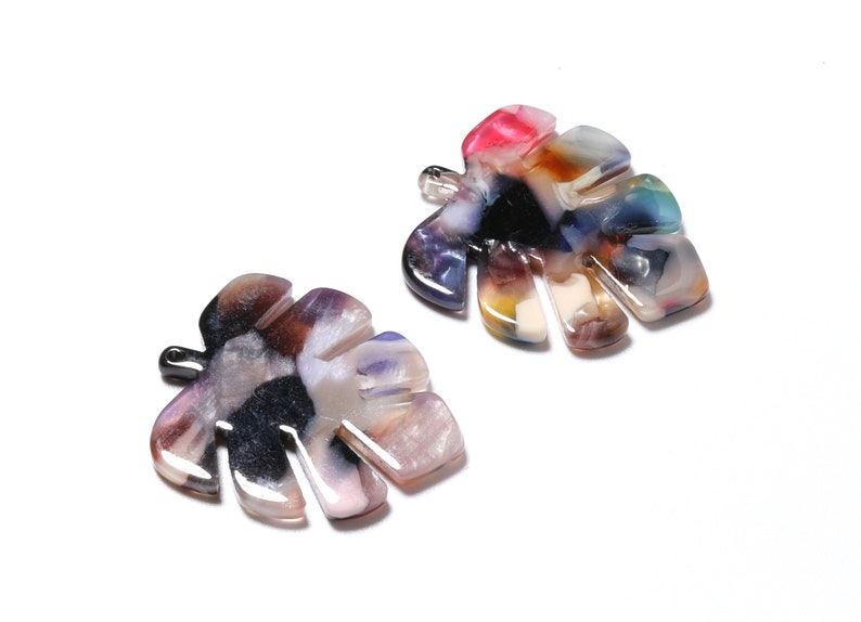 Tortoise Shell Earrings Acetate Earring Charms Monstera | Etsy