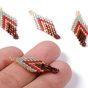 Toho Beaded Rhombus Charms - Japanese Seed Beads - Handmade Seed Beaded ...