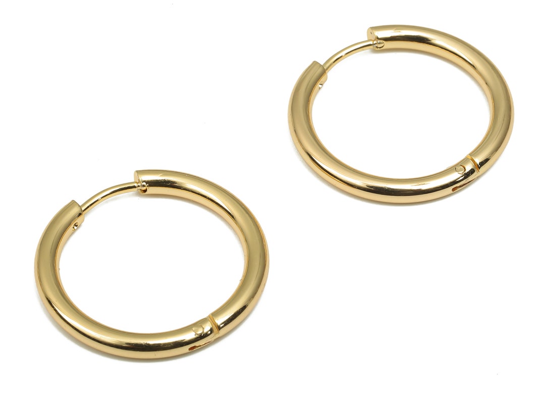 Stainless Steel Round Hoop Earring Clasp - Huggie Hoop Earring - 18K ...
