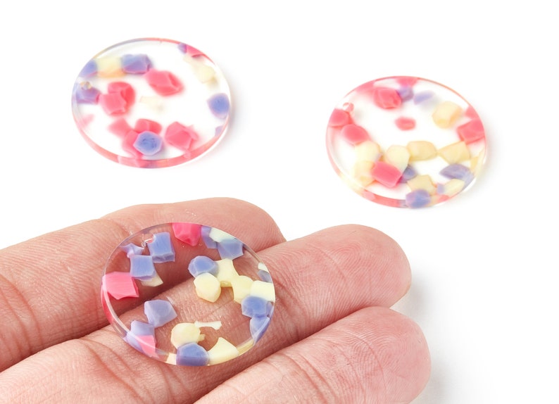 Acetate Round Earring Charms - Acrylic Circle Pendant - Earring ...