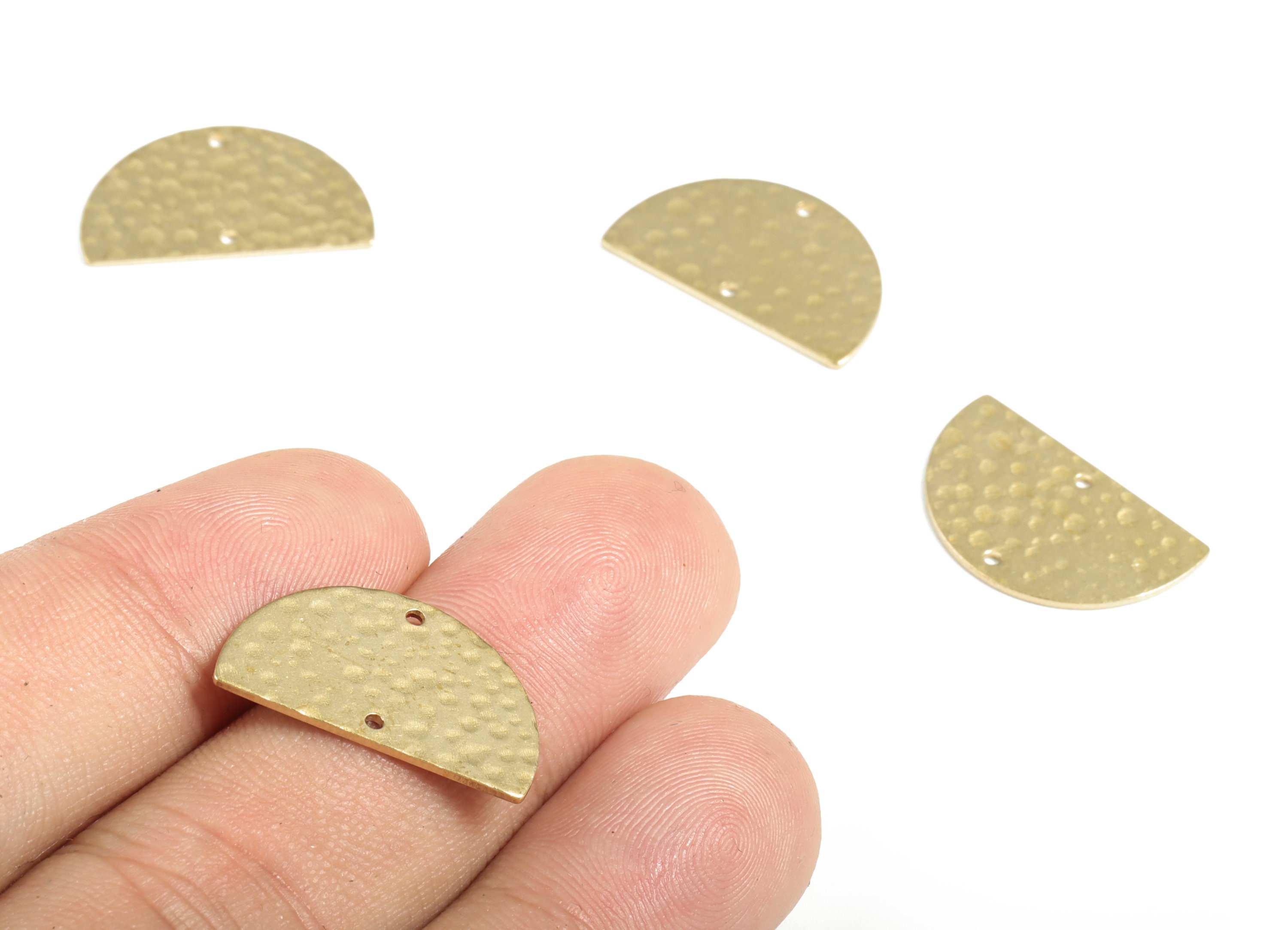Brass Hammered Half Moon Connector - Raw Brass Semi Circle Earring ...