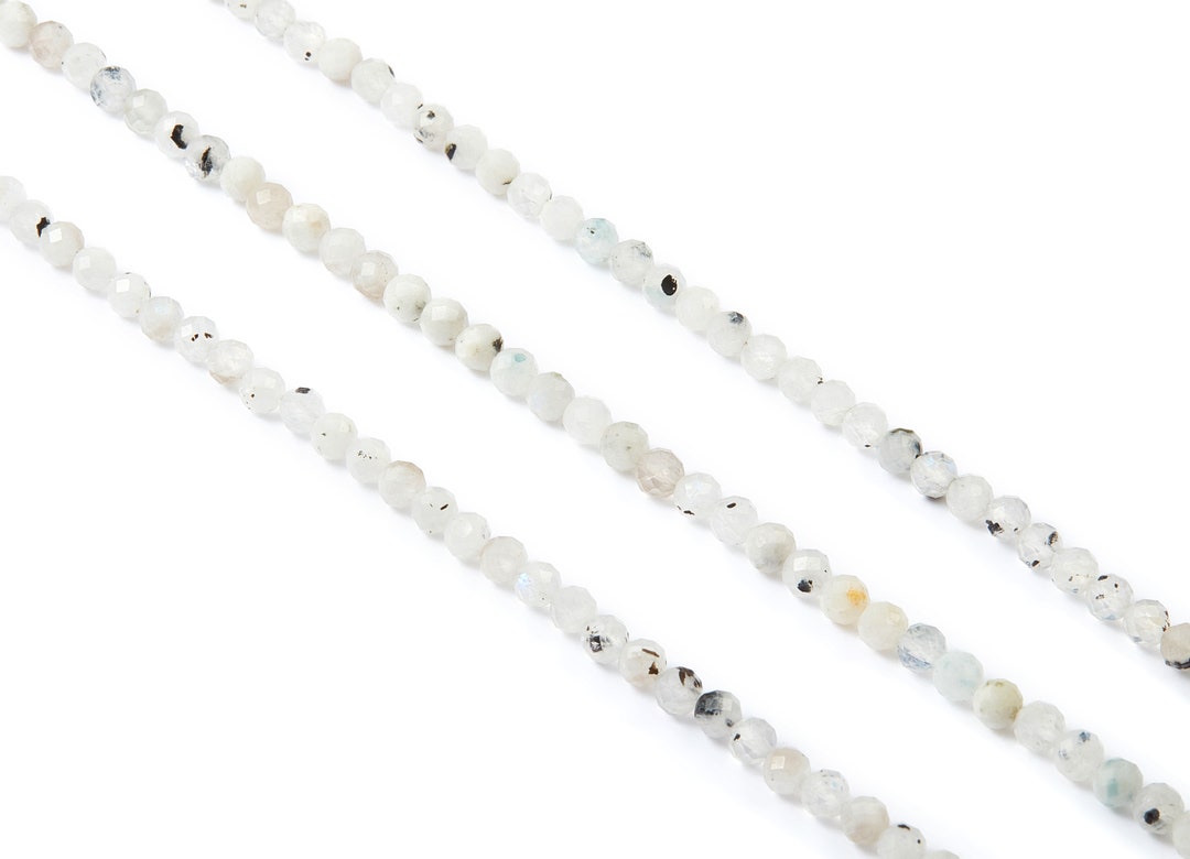 White Faceted Gemstone Beads Moon Stone Beads 15.9 / - Etsy