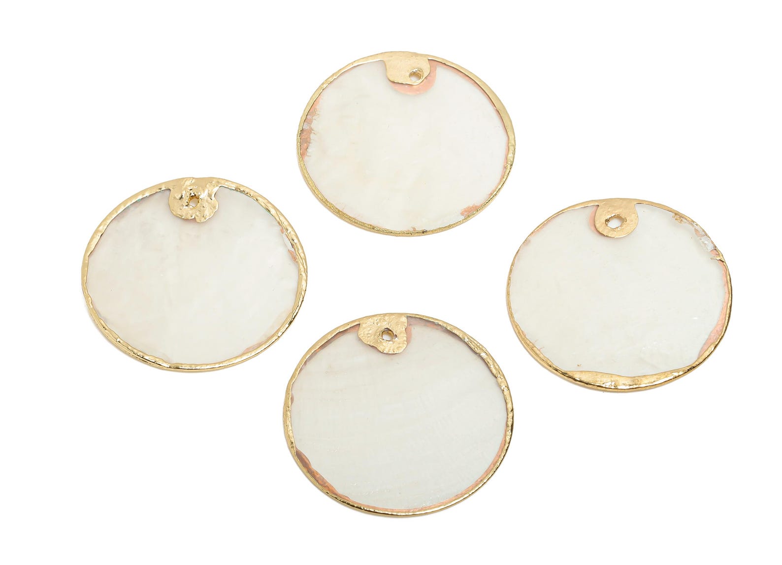 Round Shell Disc Charm - Natural Seashell Pendant - Natural Shell With ...