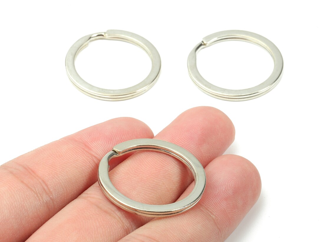Silver Plated Metal Key Rings Flat Split Rings Circle Key | Etsy