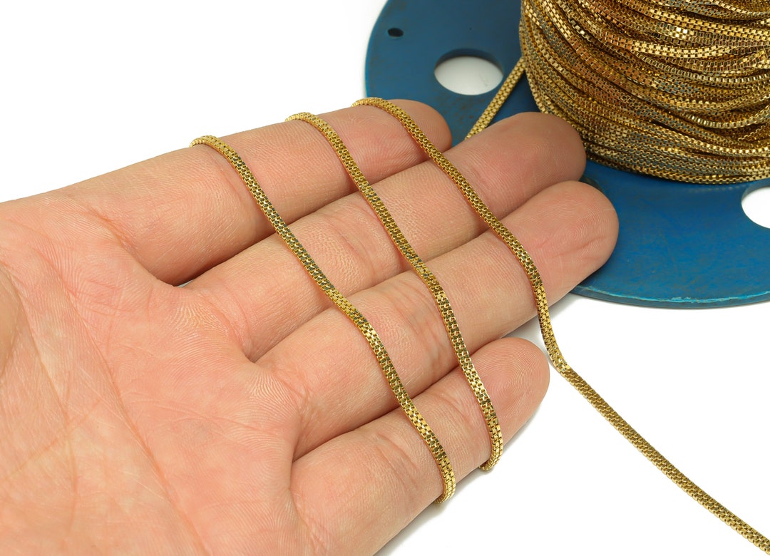 1mm Double Box Chain - Brass Cube Box Chain 2 Strand Box Chain - Box ...