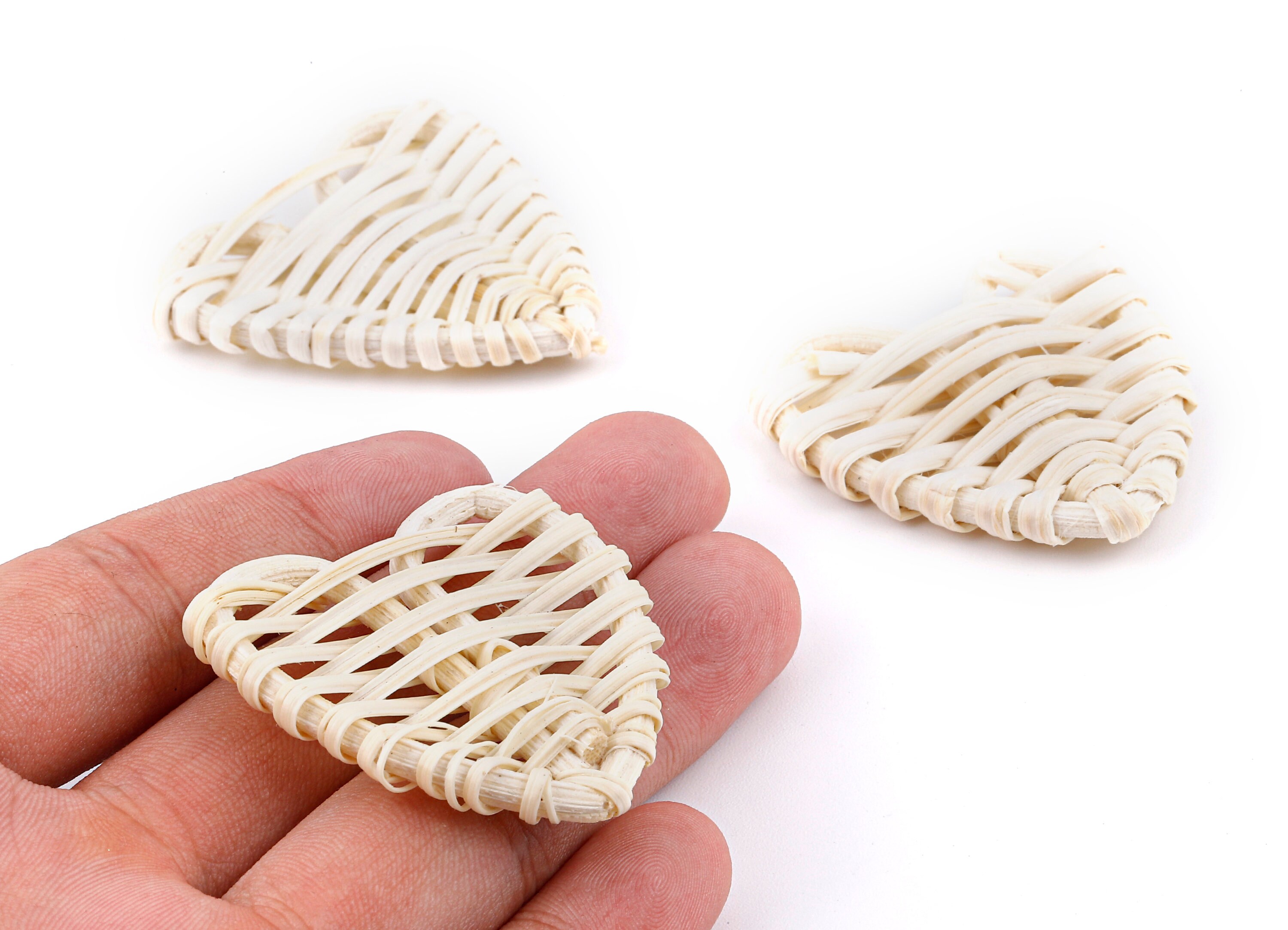 Handwoven Rattan Heart Charms Heart Rattan Earrings and - Etsy