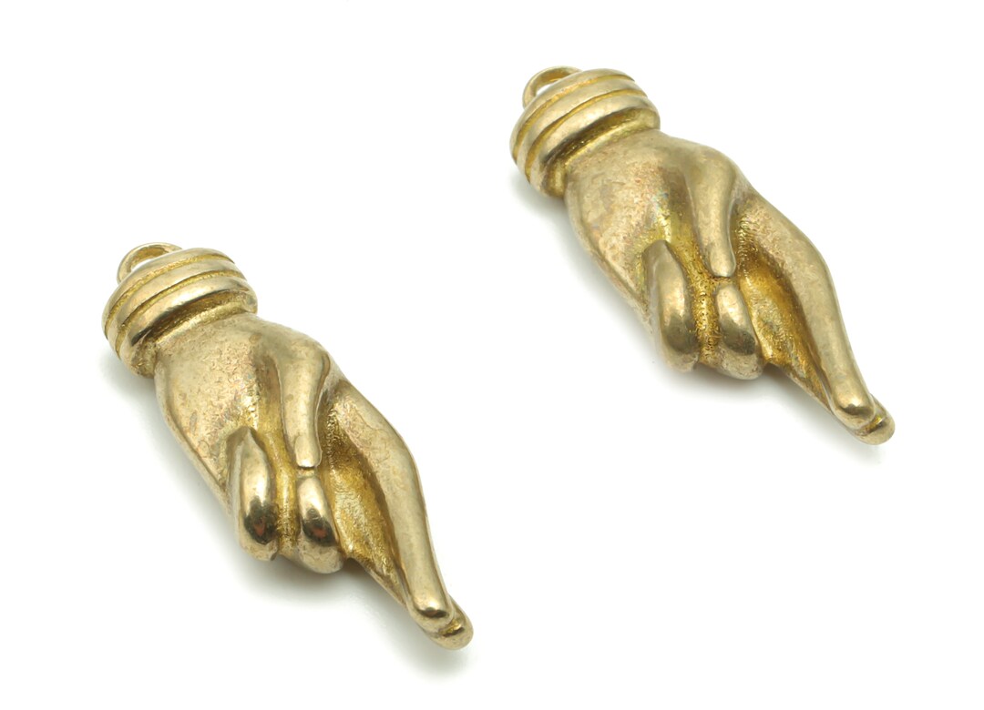 Brass Hand Sign Earring Charms - Raw Brass Love Hand Pendant - DIY ...