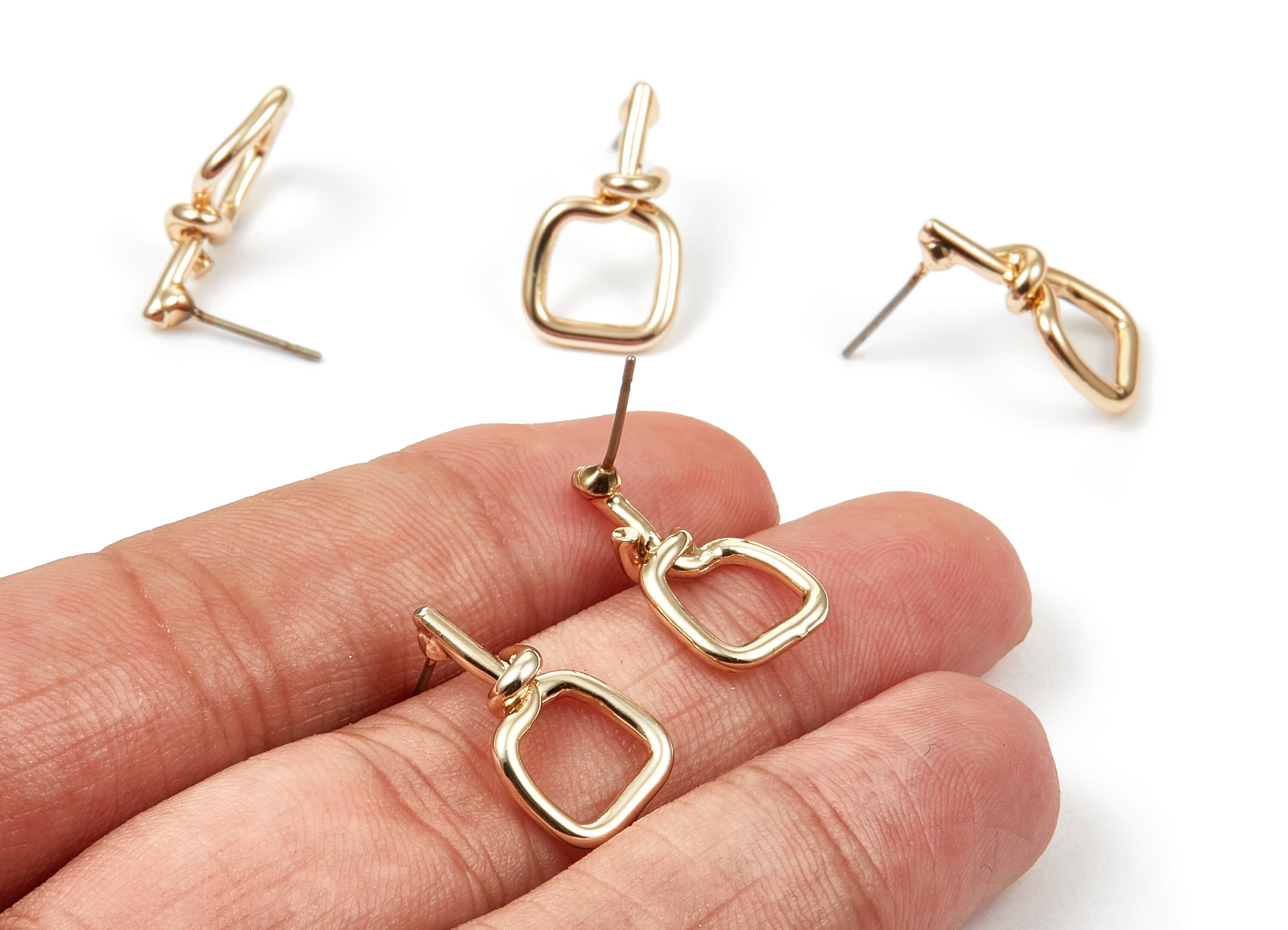 Alloy Square Earring Stud - Zinc Alloy Square Earring Post - Gold Tone ...