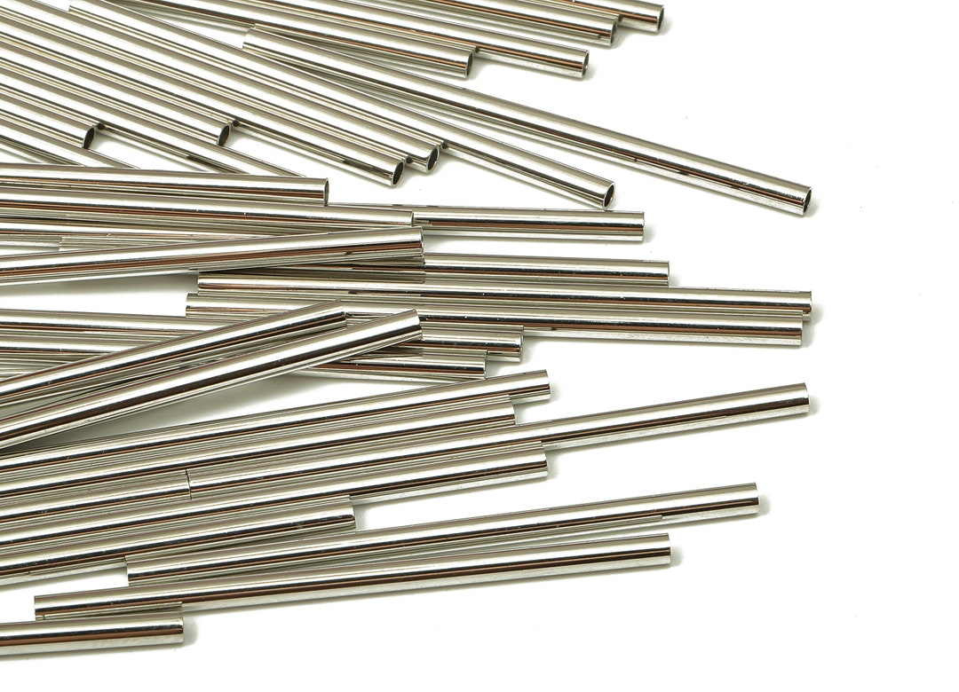 Silver Tone Himmeli Tubes - Brass Round Himmeli DIY Tube Beads - Circle ...