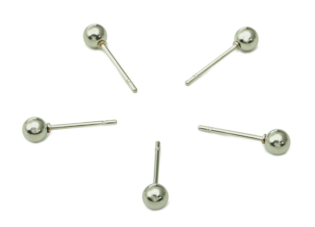 Steel Mini Ball Earring Stud - Silver Mini Ball Earring Post - Ball ...