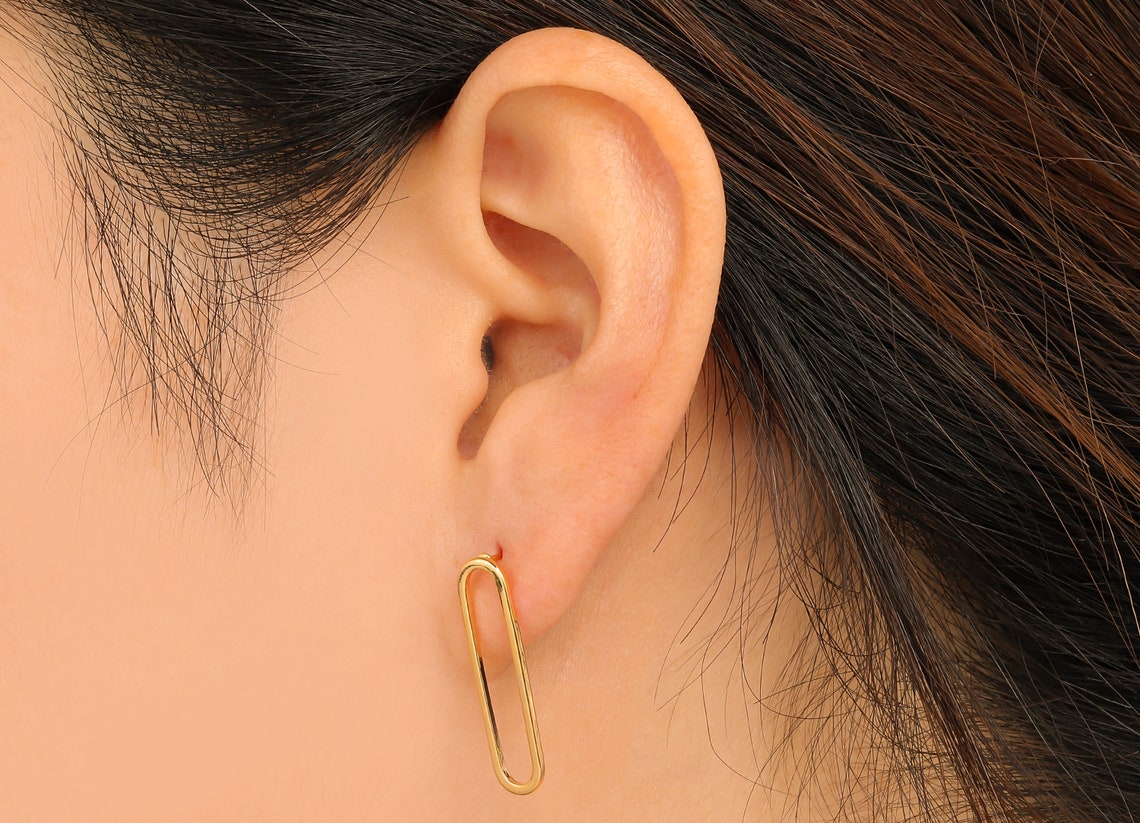 Brass Oval Earing Stud Brass Oval Earring Post 18K Real - Etsy