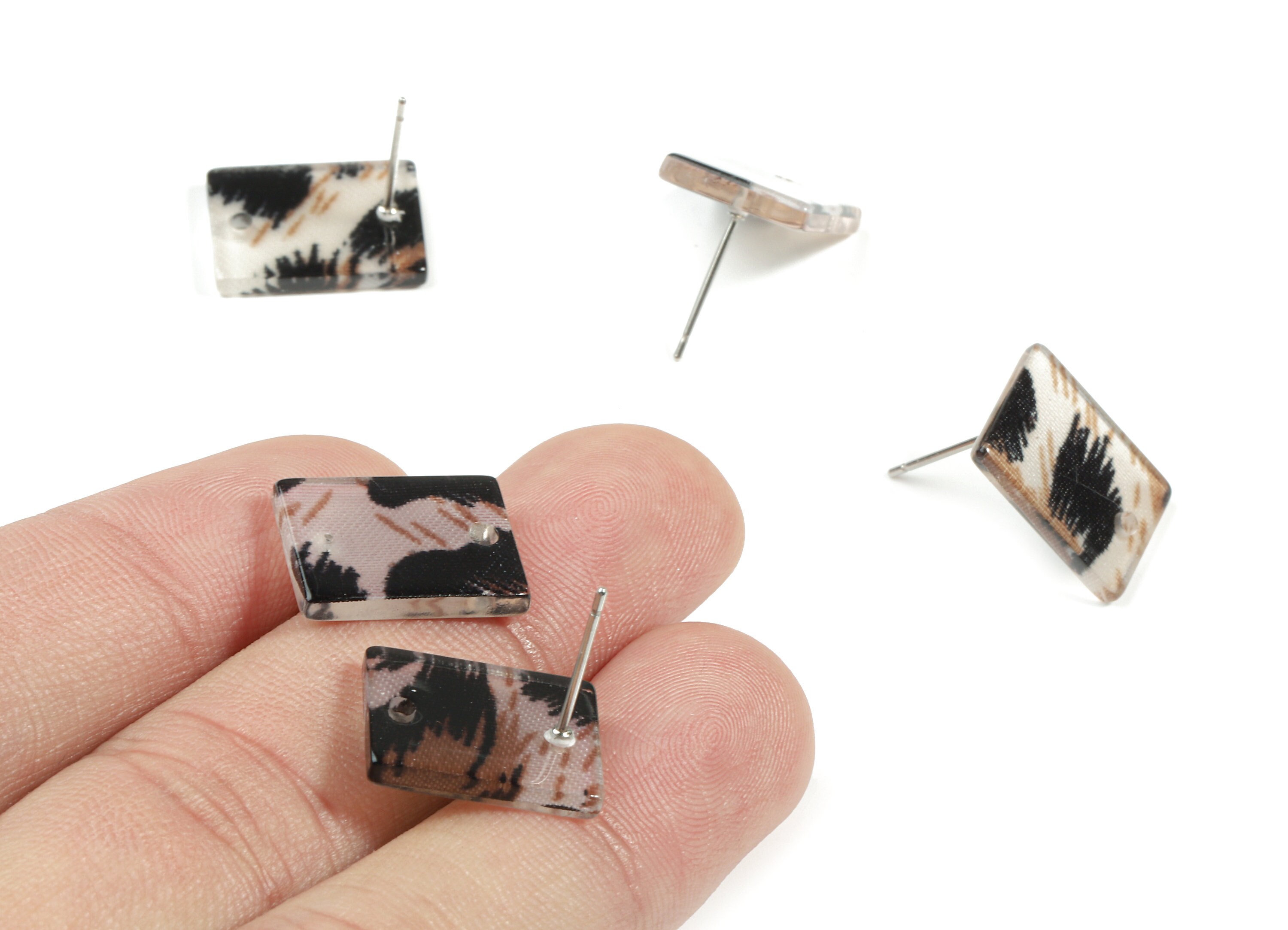 Acetate Rectangle Earring Stud Rectangle Earring Post and - Etsy