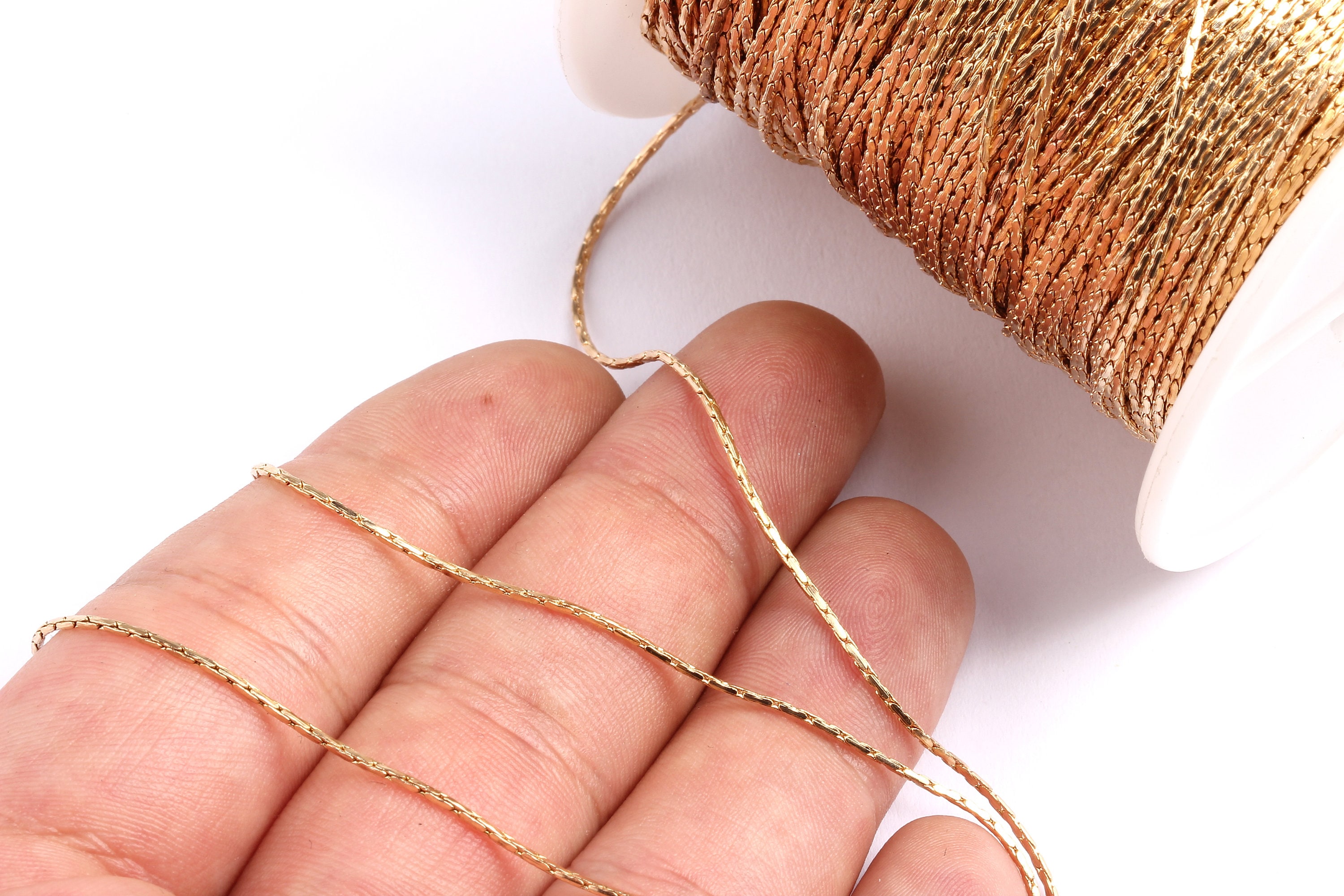 Tiny Snake Chain - Brass Chain - Gold Plated Color - 0.04" - for ...