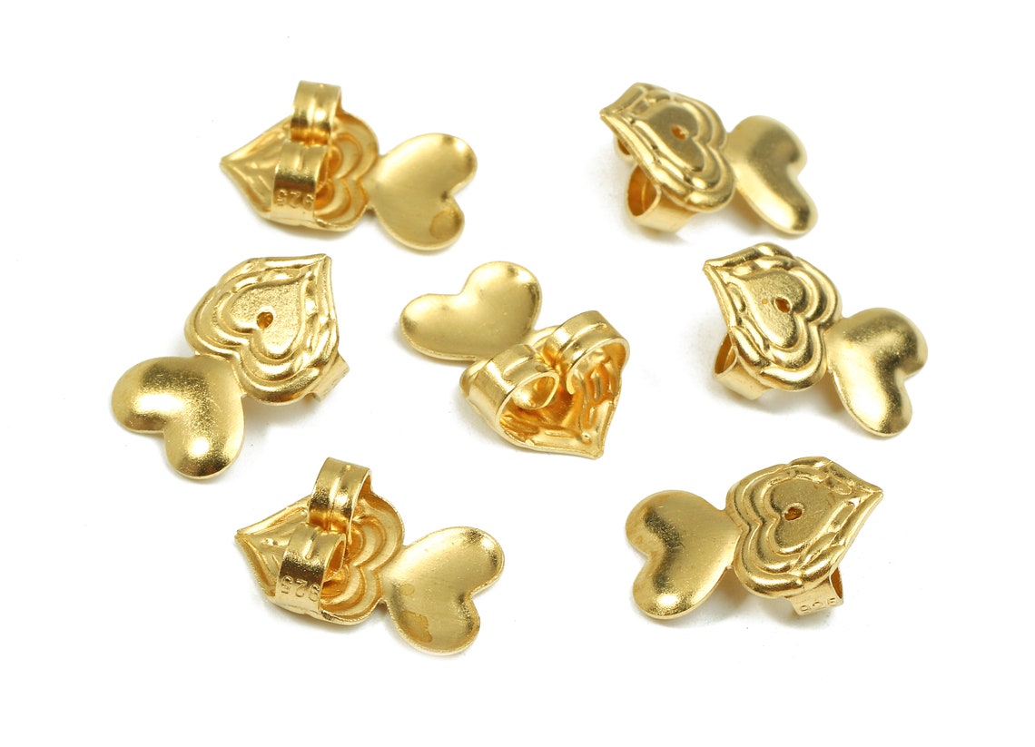 Brass Heart Earring Backs Raw Brass Butterfly Backs Heart - Etsy