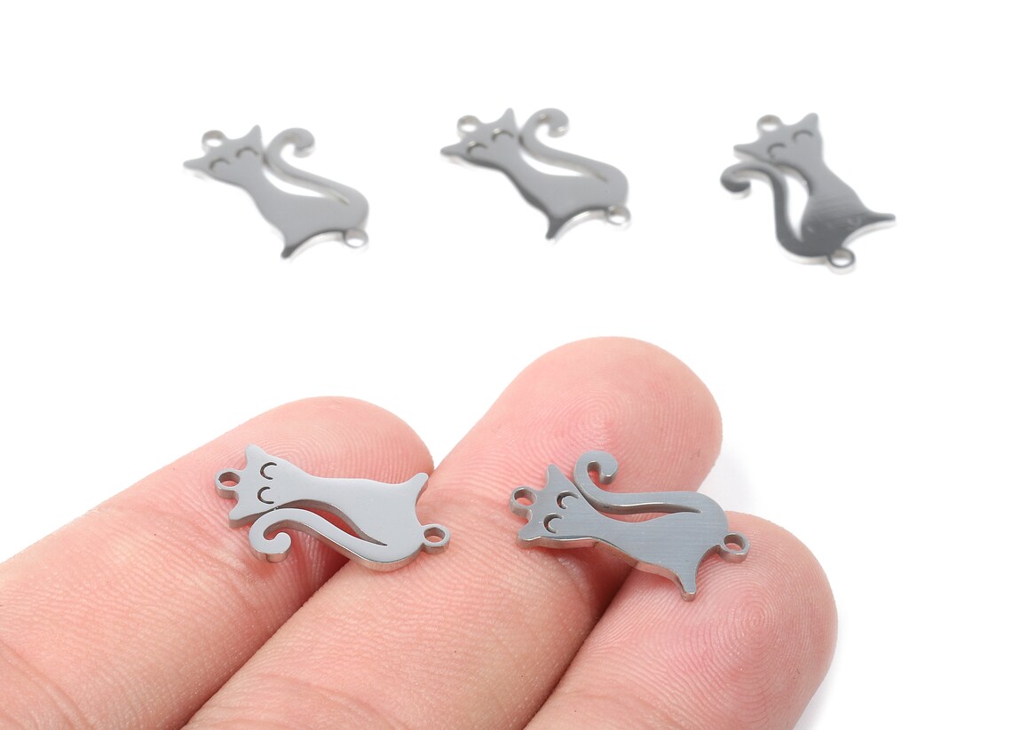 Stainless Steel Cat Connector Cat Earrings Charms and - Etsy