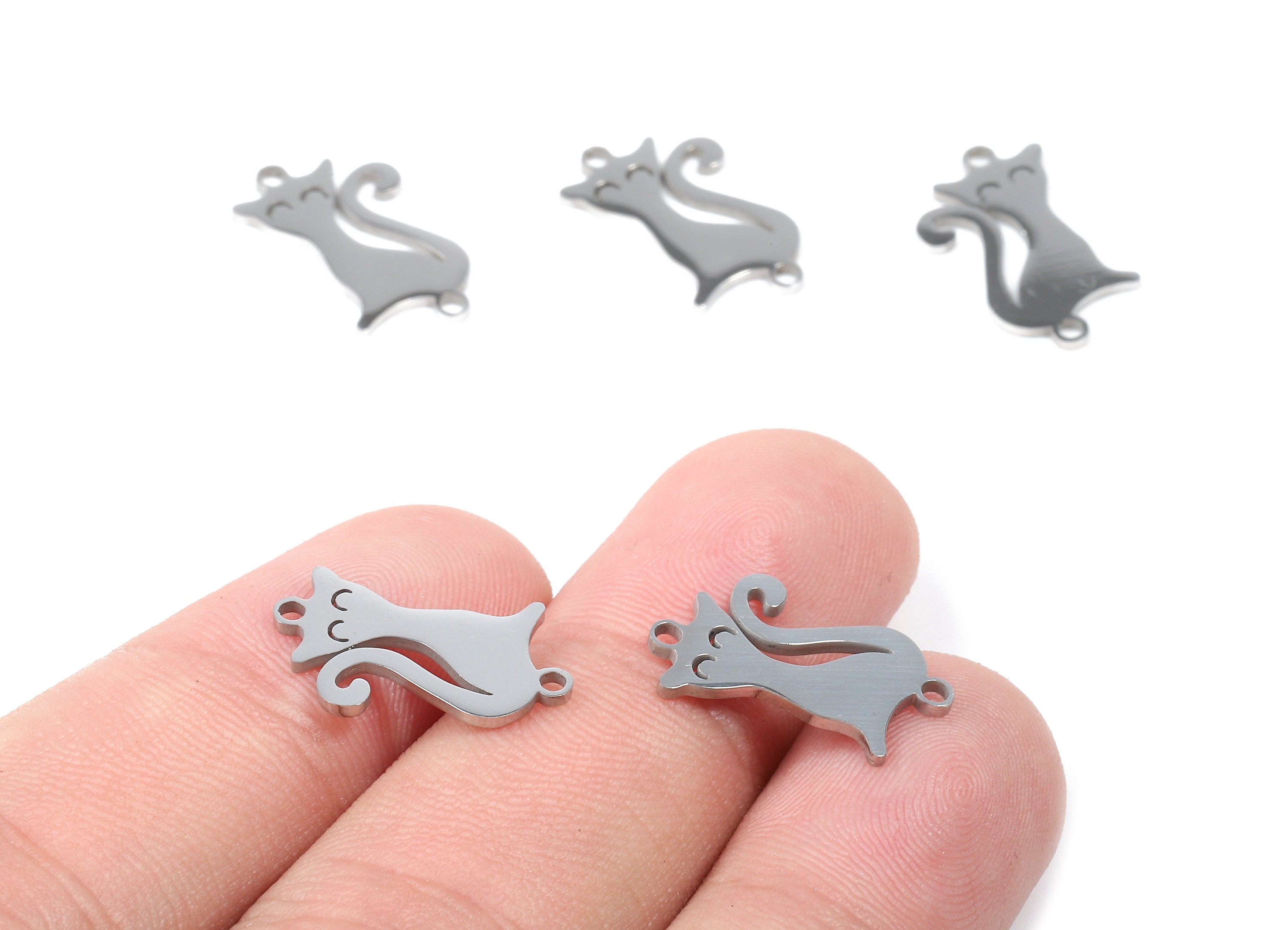 Stainless Steel Cat Connector Cat Earrings Charms and - Etsy
