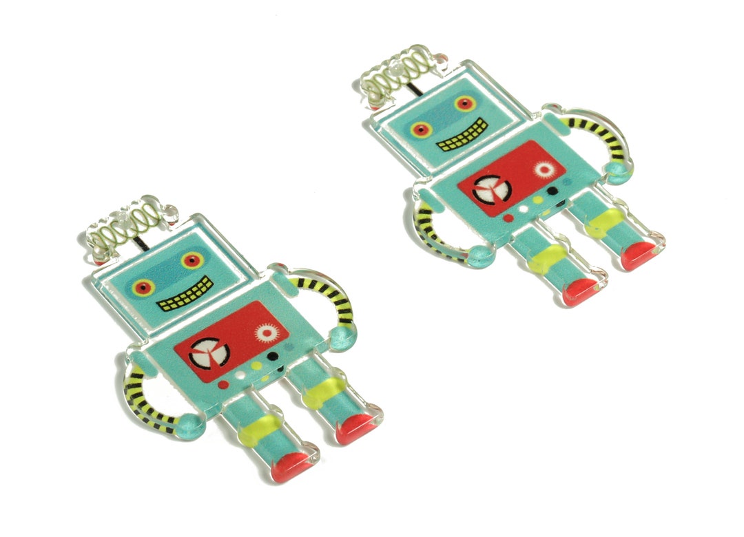 Acrylic Robot Pendant – Acrylic Robot Earring Charm – Robot Charms ...