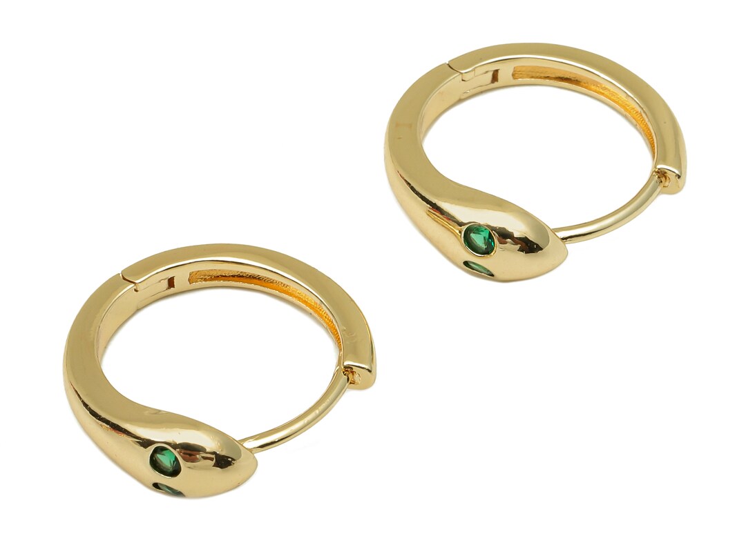 Brass Round Snake Earring Clasp - Circle Hoop Clasp With Zircon ...