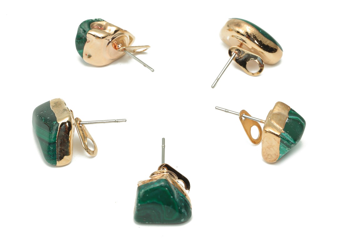 Mahogany Obsidian Stud With Loop - Natural Stone Earring Post - Gold ...