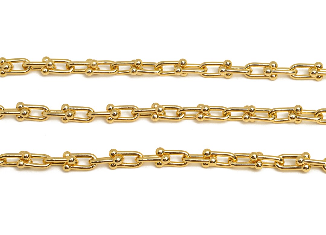 Brass U Link Chain Brass Trendy Chunky Chain Gold Handmade Bracelet ...